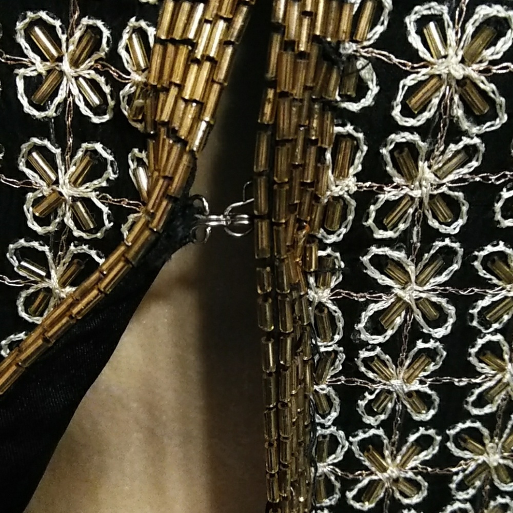 Vintage Laurence Kazar Gold Bugle Bead Jacket Pxl - Gem